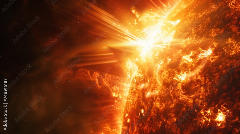 Solar Power Unleashed Intense Flare Bursting from Sun's Surface Stock ...