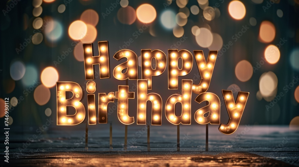 Task Lighting Happy Birthday concept creative horizontal art poster ...