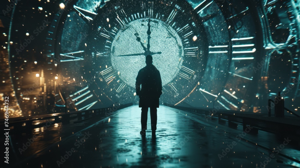 Time travel Technology Background with Clock concept and Time Machine ...