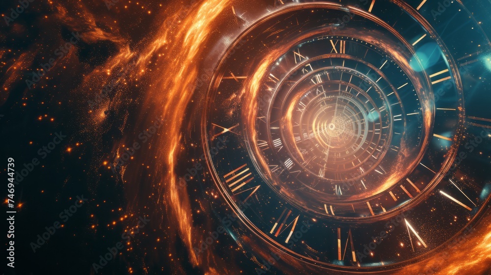 Time travel Technology Background with Clock concept and Time Machine ...