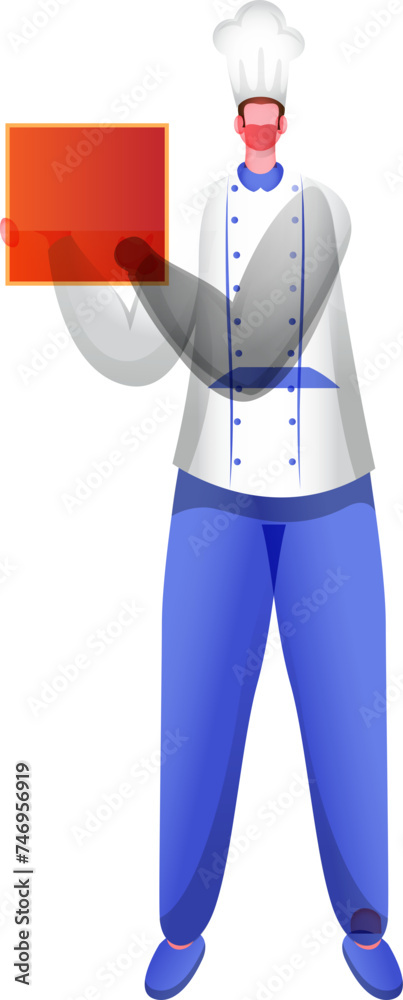 Faceless chef man showing menu card on white background. Stock Vector ...