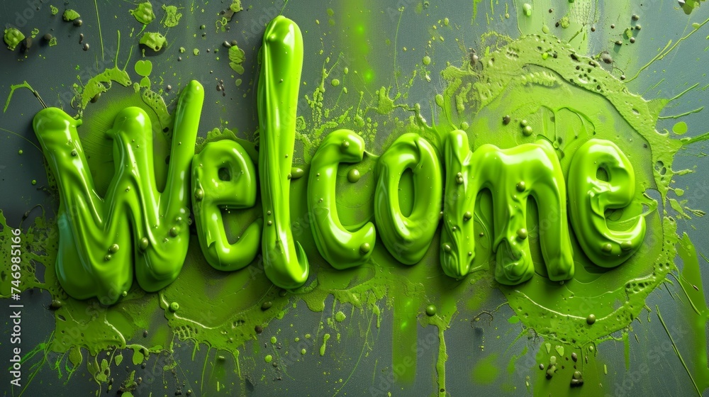 Green Slime Welcome concept creative horizontal art poster ...