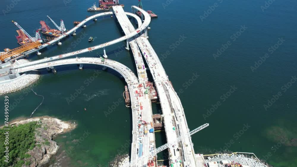 Hong Kong Tseung Kwan O Cross Bay Link Prefabricated steel arch bridge ...