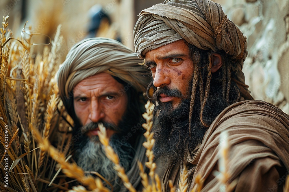 Rahab hide two israel spies on houses roof. Bible story. Stock Photo ...