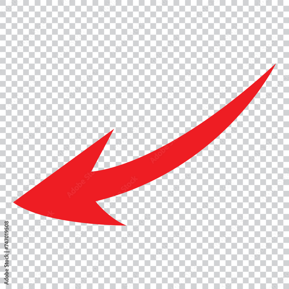 Red arrow up. Curved arrow. Color flat ui for website. Top symbol for ...