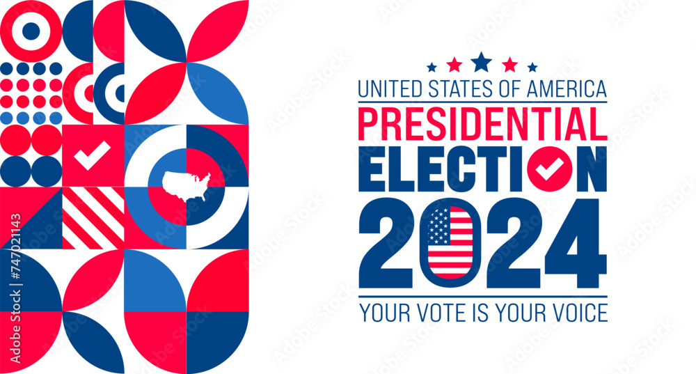 USA Election 2024 geometric shape pattern background design template ...