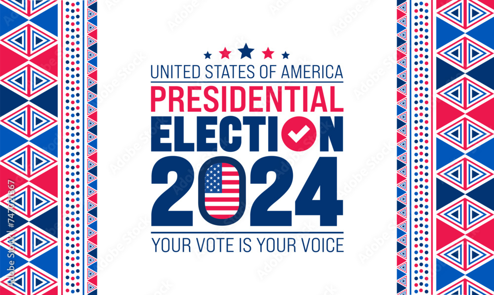 USA Election 2024 background design template. USA flag 2024 ...