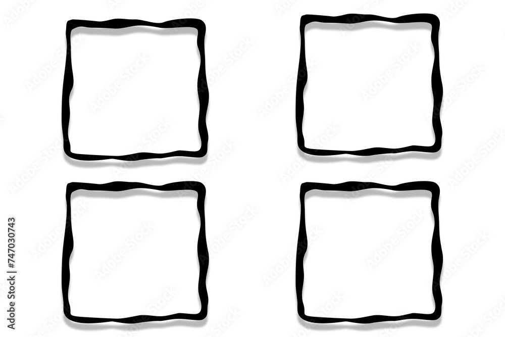 4 irregular square photo frames shapes in a simple layout. Used as a ...