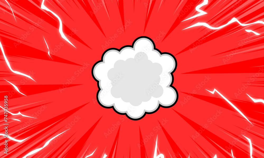 red comic background with clouds and lightning effect Stock Vector | Adobe Stock