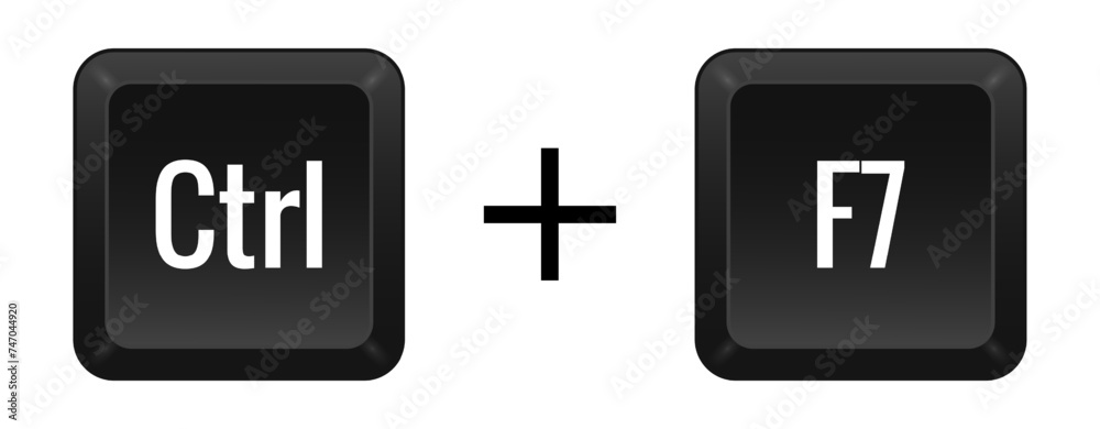 CTRL F7 Key combination. Keyboard, control, computer, shortcut, laptop ... CTRL F7 Key combination. Keyboard, control, computer, shortcut, laptop ...