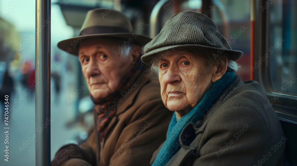 Two elderly people, grandma and grandpa, senior old husband and wife ...