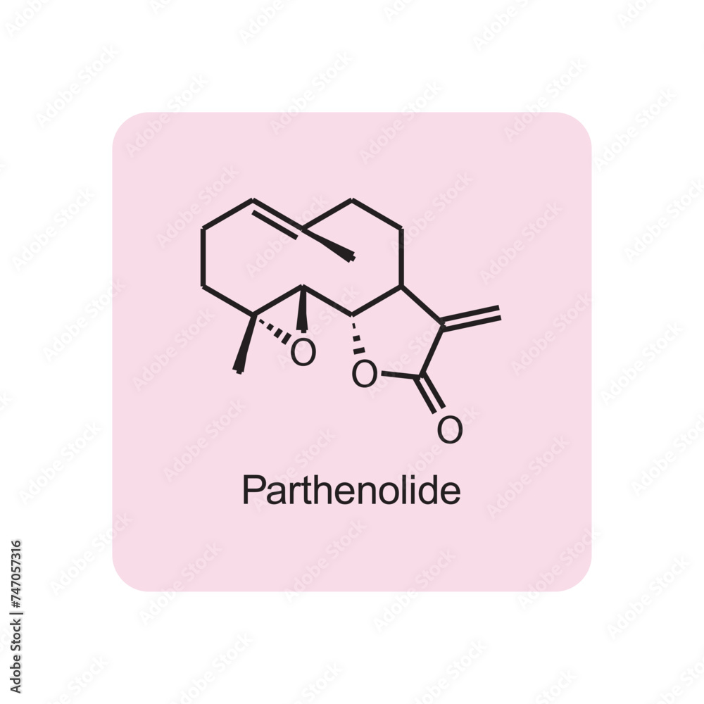 parthenolide skeletal structure diagram.Sesquiterpene compound molecule ...