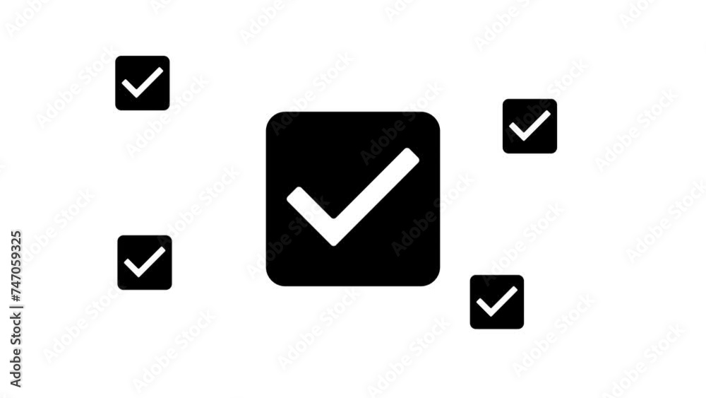 Zoom in and out animation the checkbox symbol. Large black symbol in ...