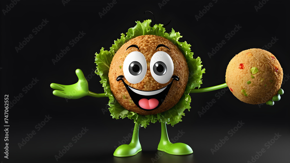 falafel cartoon. a cartoon character with happy face funny falafel on ...