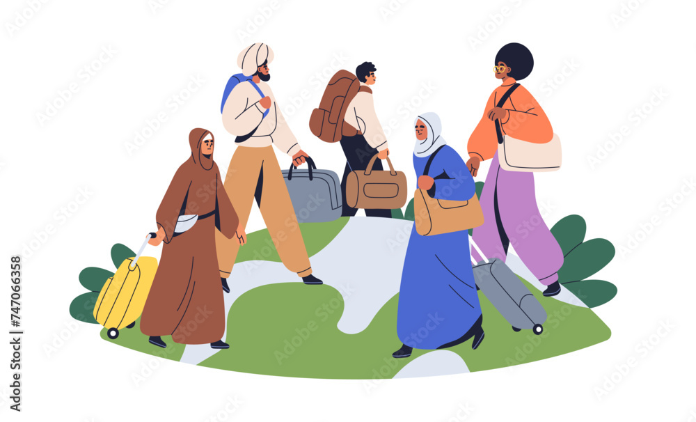 Refugees, migrants wandering around world. Migration, immigration ...