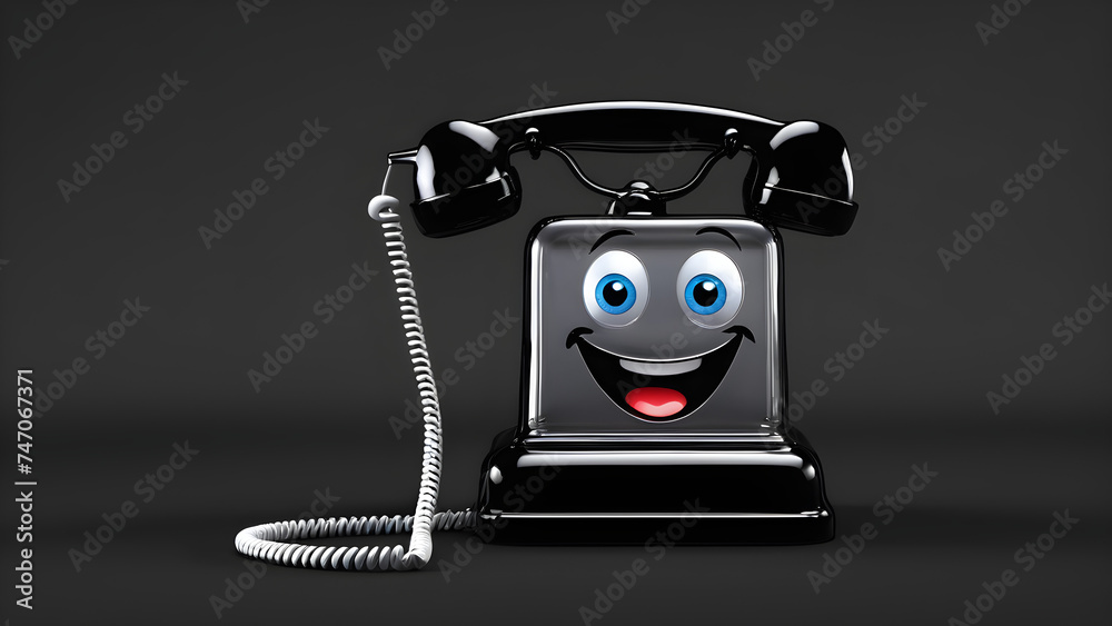 cartoon old telephone. a cartoon character with a happy face funny old ...