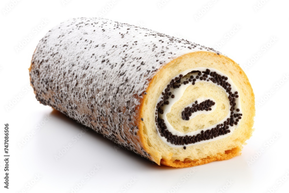 Poppy Seed Swiss Roll, Round Sponge Cake Isolated, Sliced Rolled ...