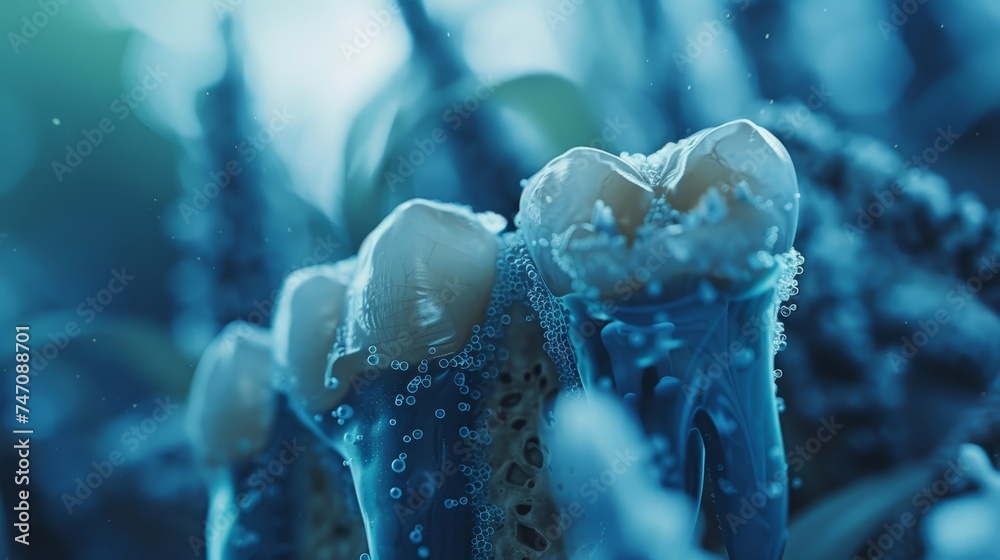 Detailed human tooth structure in dental radiography background for ...