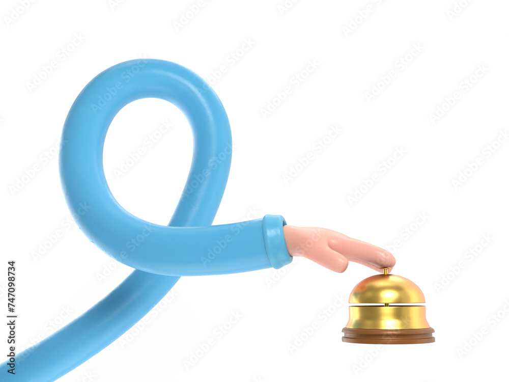 Male hand pressing service bell. Service bell,flat design style. 3d ...