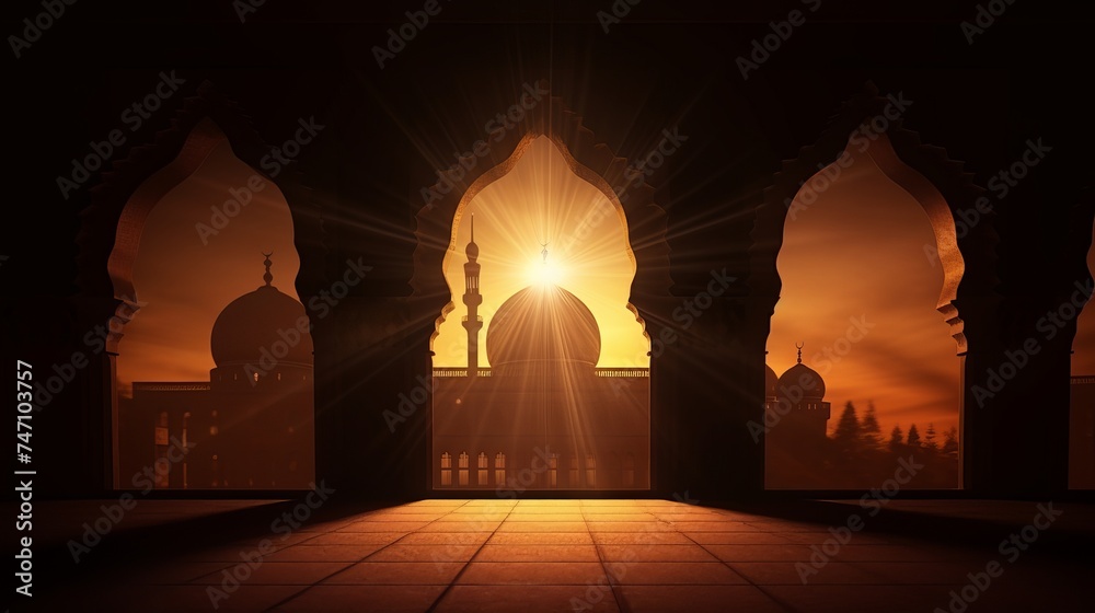 Islamic background photo. Mosque and shadows. Ramadan or kandil or ...
