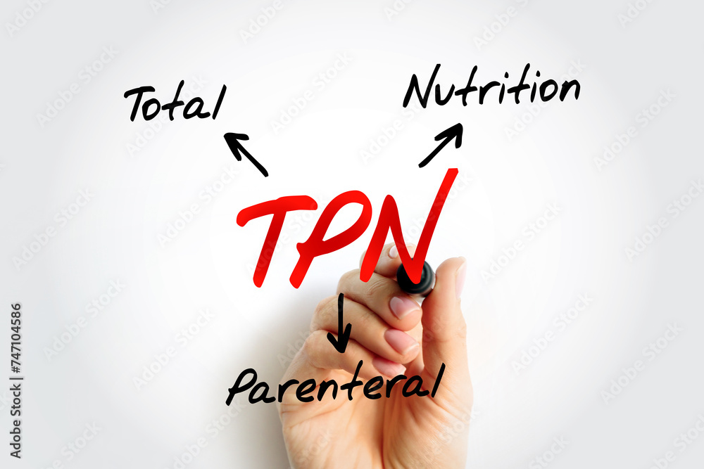 TPN - Total Parenteral Nutrition acronym, medical concept background ...