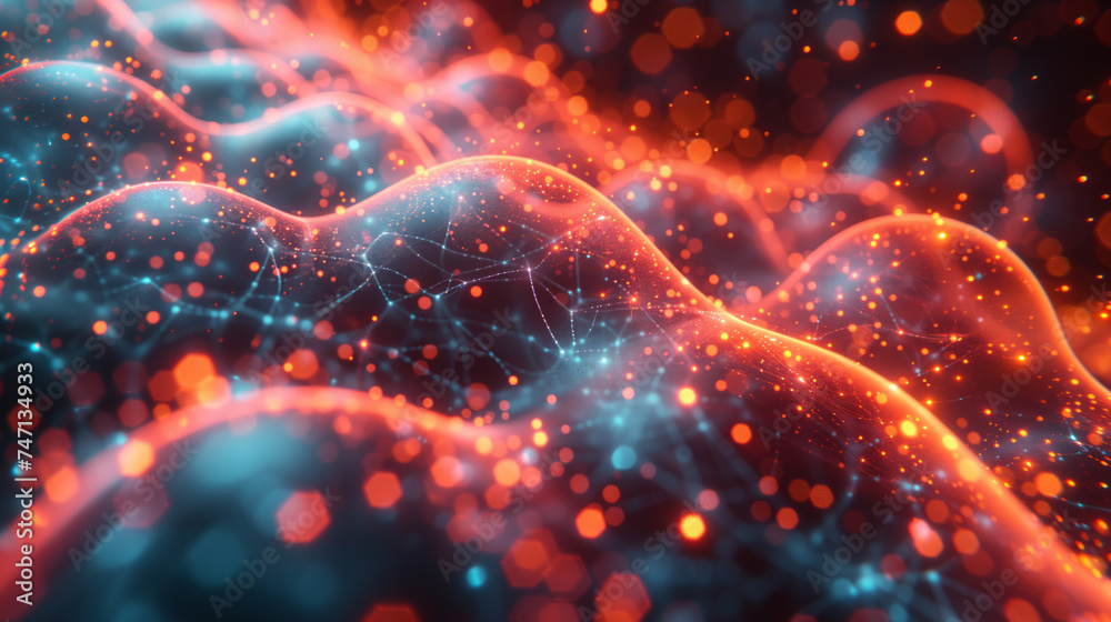 Experience the dynamic interplay of blue hues symbolizing the intricate ...