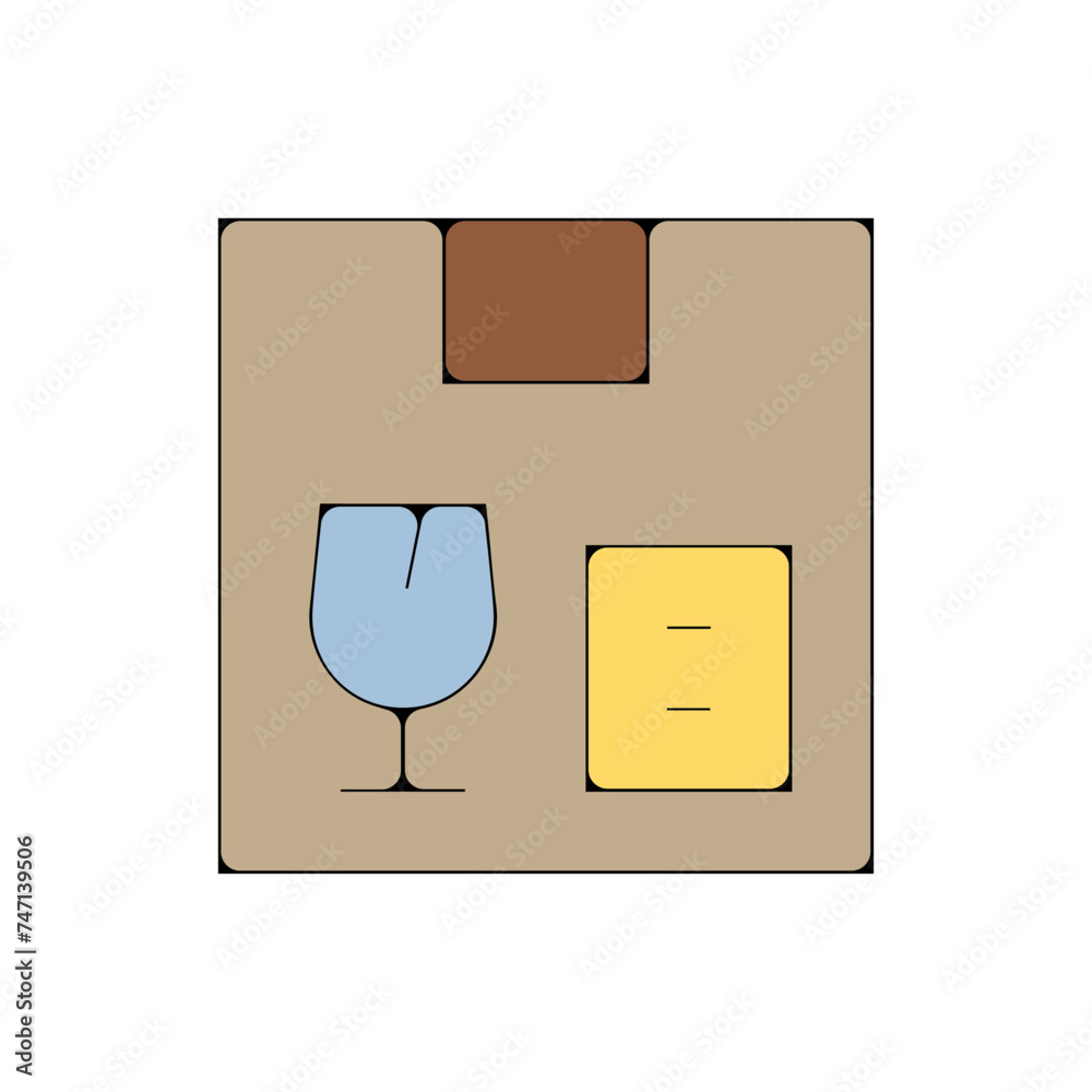 Icones symbole logo colis carton fragile couleur fin Stock Vector ...