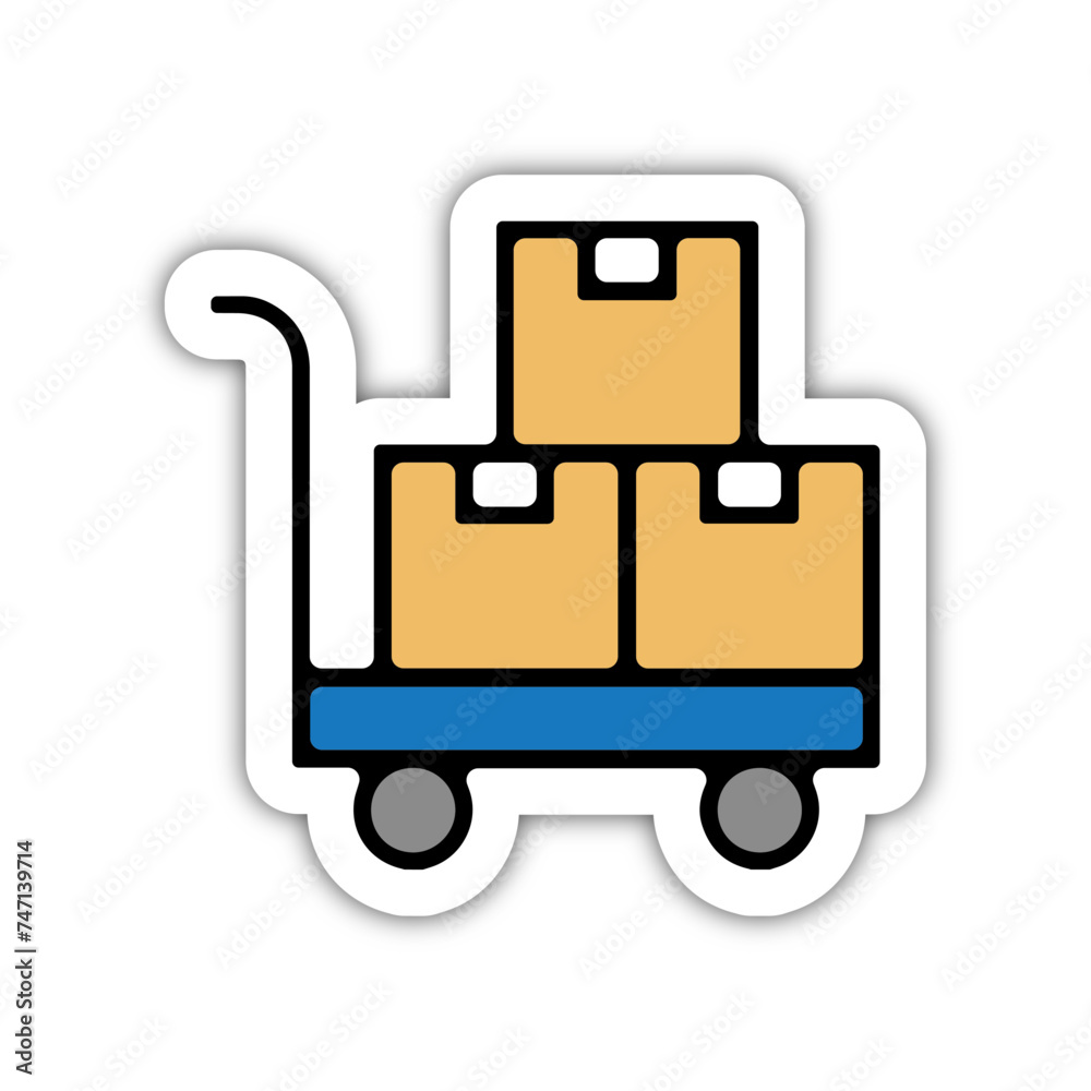 Icones symbole logo colis livraison logistique chariot a roulette colis ...