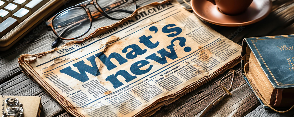 Morning coffee break with a fresh newspaper headlining What's new ...