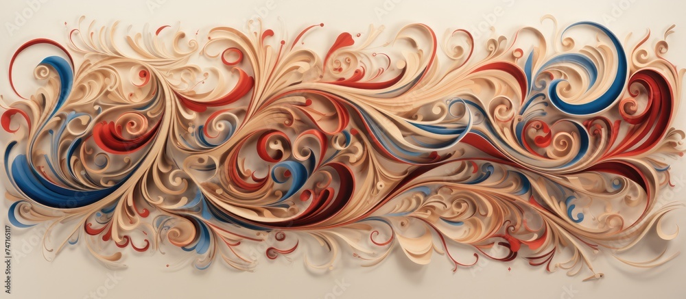 A painting featuring a cursive word dictionary is elegantly displayed ...