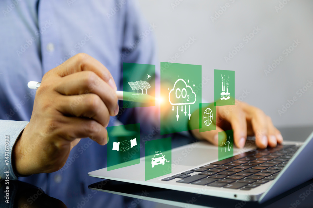 Green energy, Reduction of carbon emissions, carbon neutral concept ...