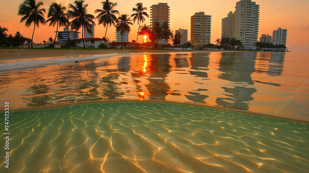 Dramatic representation of rising sea levels, emphasizing the ...