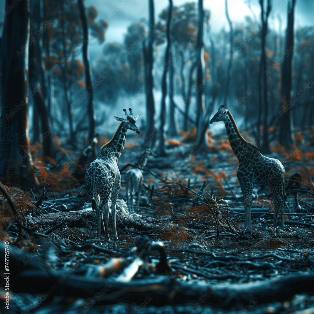 Deforestation with a powerful image showcasing endangered wildlife in ...