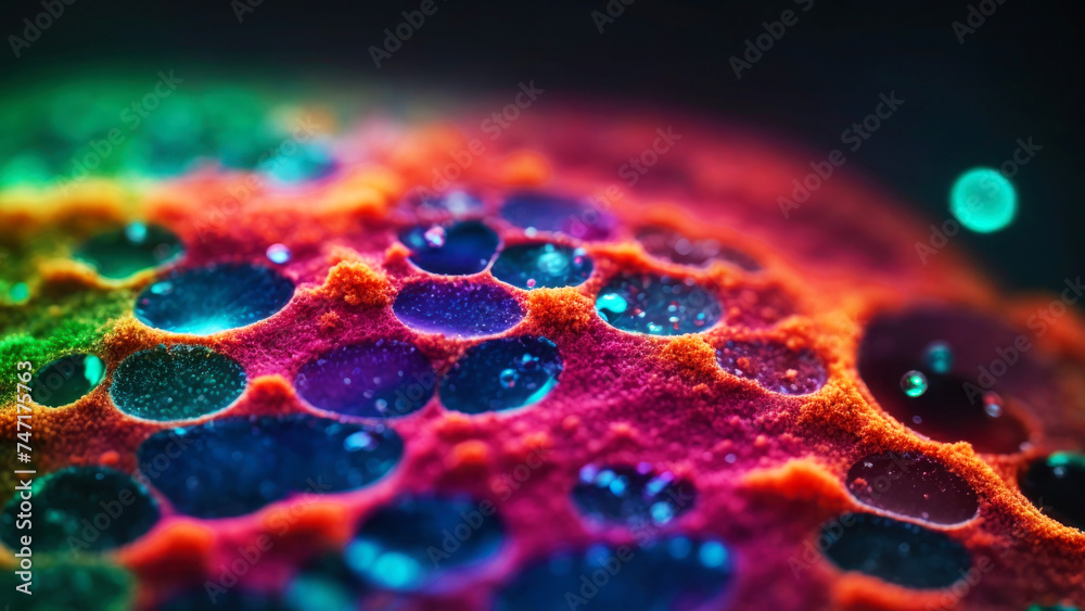 Macro photo with unusual multi-colored colonies of microorganisms of ...