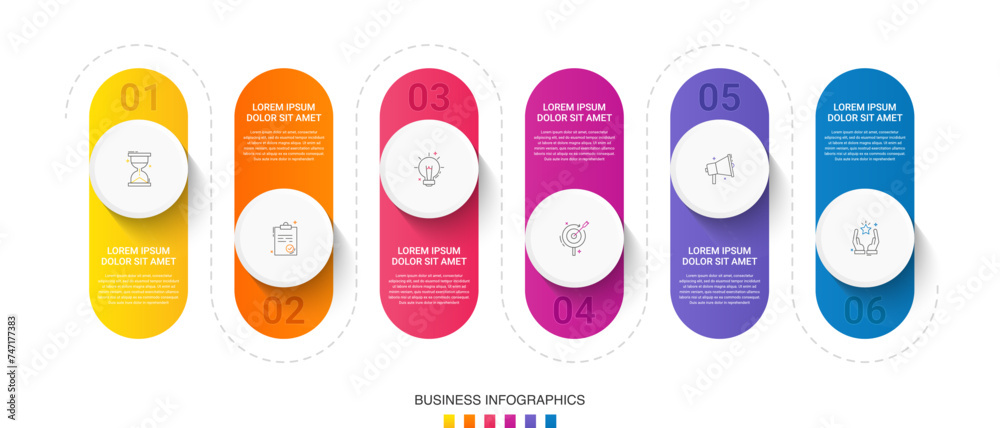 Vecteur Stock Vector infographic design template. Modern timeline concept with six steps ...