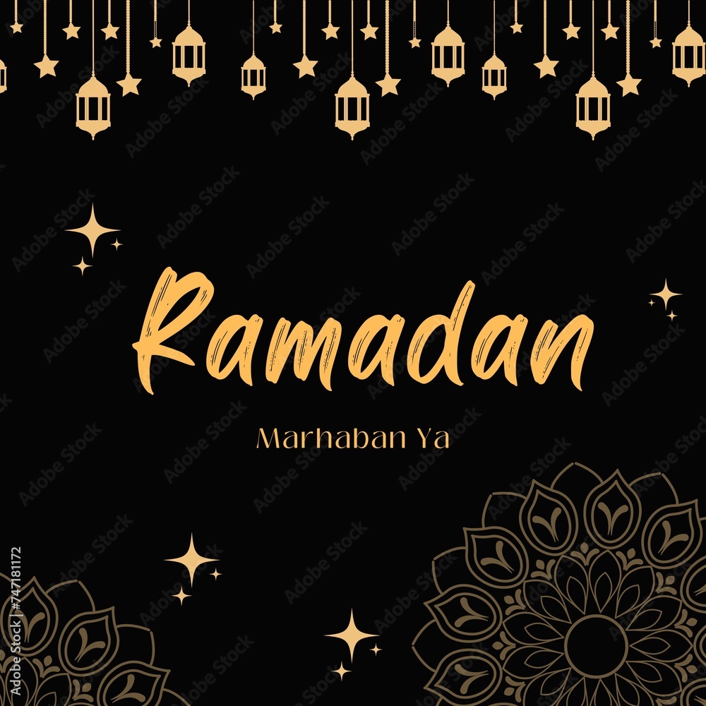 Ramadan .ramadan kareem in arabic calligraphy greetings with islamic ...