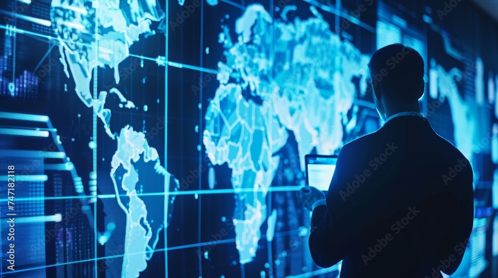 Global Data Monitoring in a Network Operations Center Stock Illustration | Adobe Stock