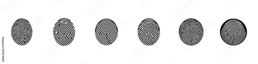 Fingerprint icon. Identification. fingerprint types detailed vector set ...