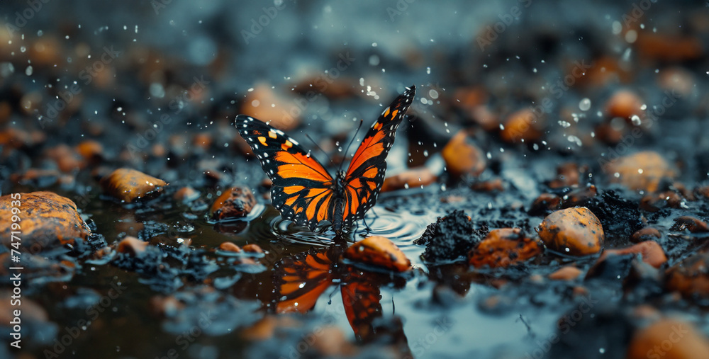 butterfly on a leaf, Butterfly Puddling on Mud Butterflies gather ...
