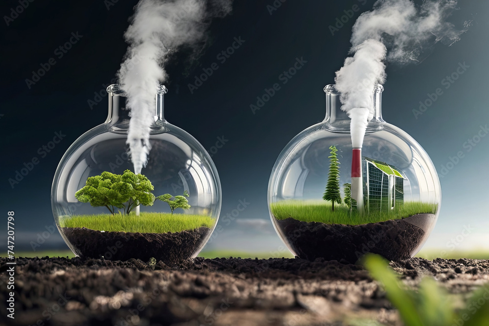 Sustainable CO2 reduction and carbon footprint management concept ...