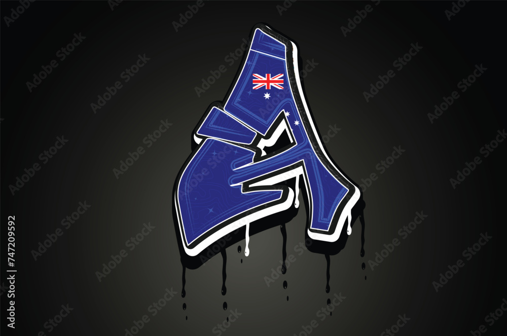 Australia A Hand Lettering Graffiti alphabet Vector template Stock ...