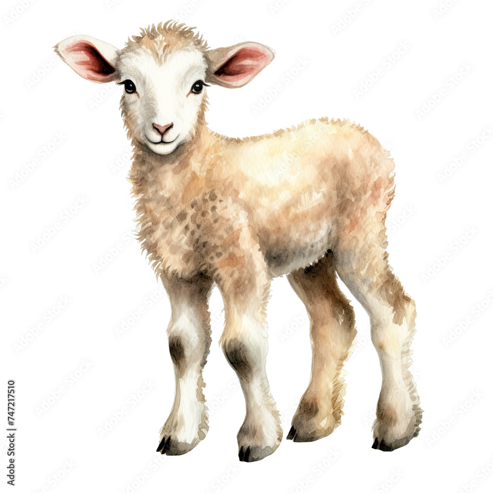 Lamb watercolor clipart illustration on transparent background Stock ...