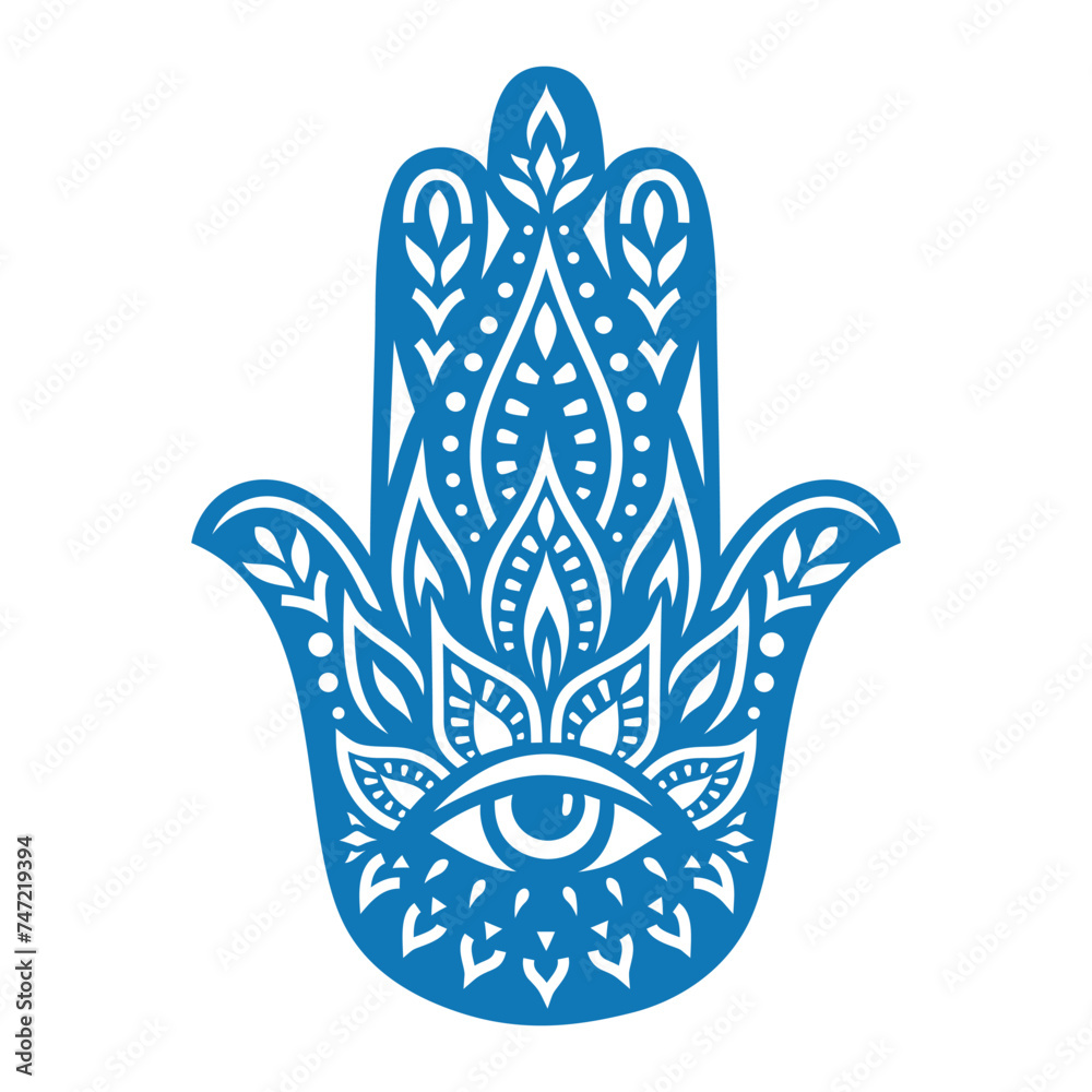 Hamsa hand silhouette. Eastern protective amulet against the evil eye ...