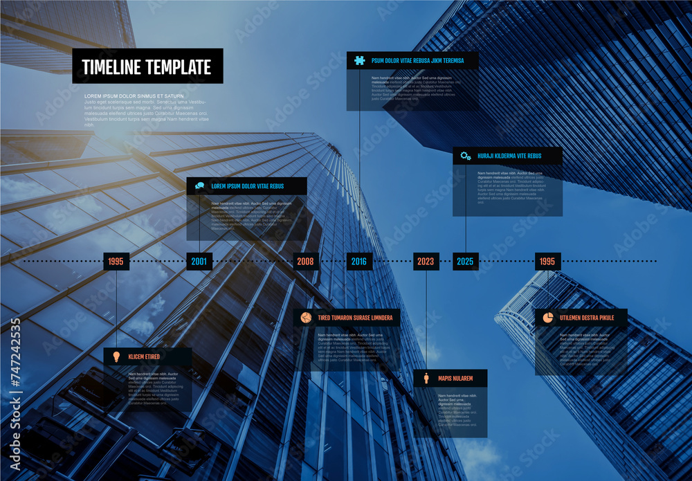 Infographic timeline template with horizontal dotted time line color ...
