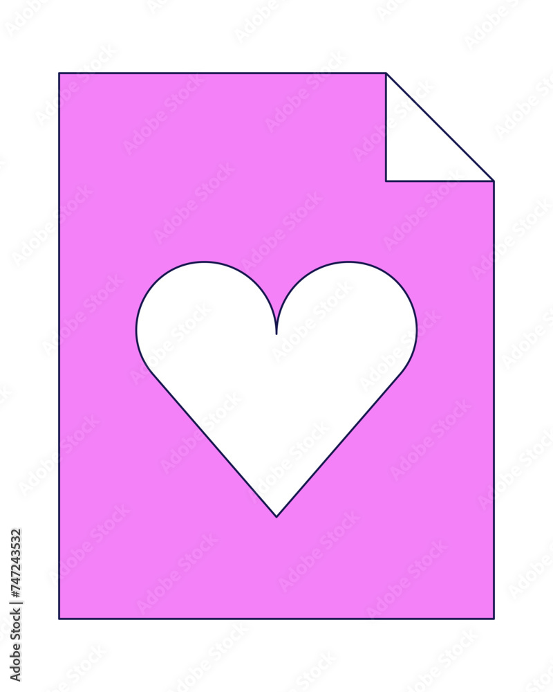 Heart file desktop shortcut 2D linear cartoon object. Health record ...