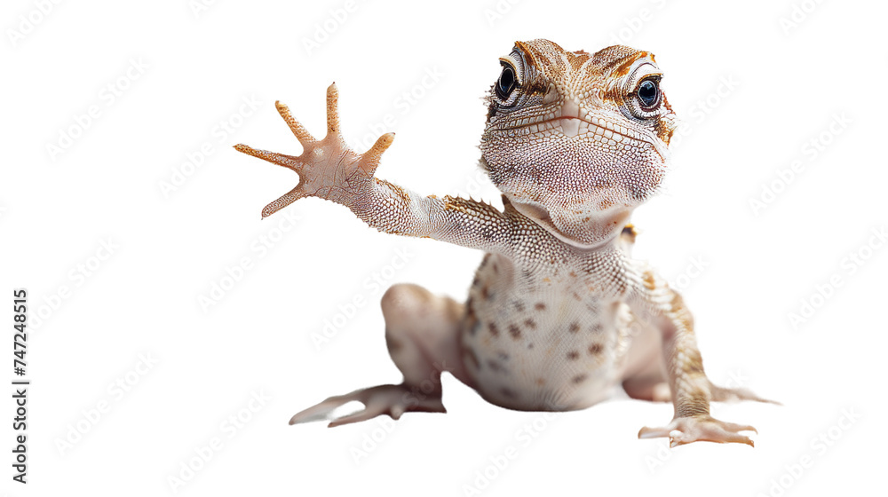 A highly detailed image of a gecko lizard making a quirky and humorous ...