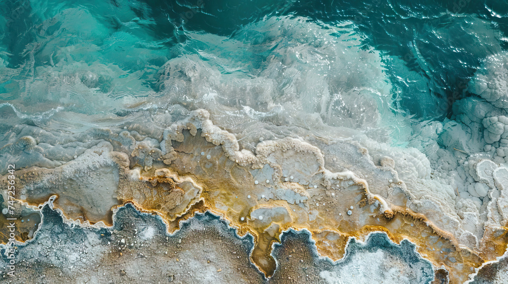 Macro View of Geothermal Pools in Yellowstone National Park, Showing ...