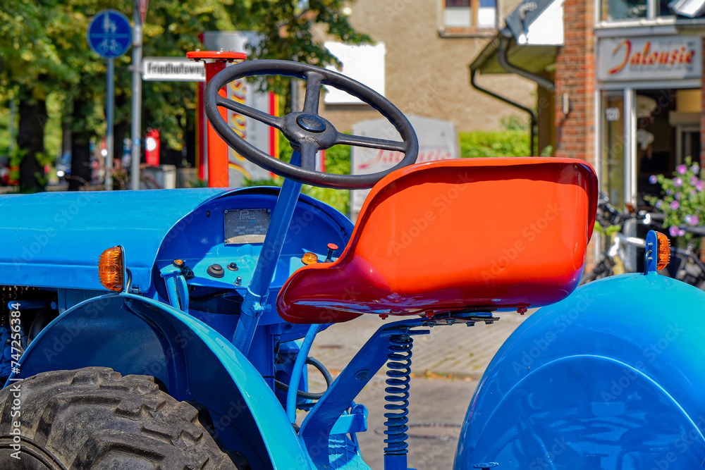 Grossziethen, Germany - July 20, 2018: Well-preserved historic tractor ...