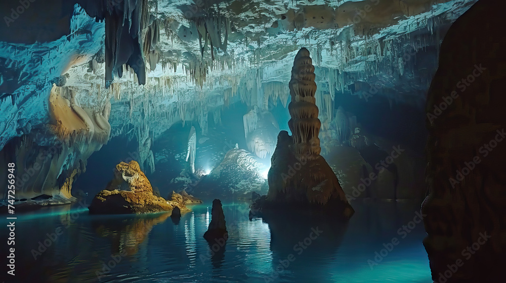Limestone Caves in Vietnam, Showing Stalactites and Stalagmites ...