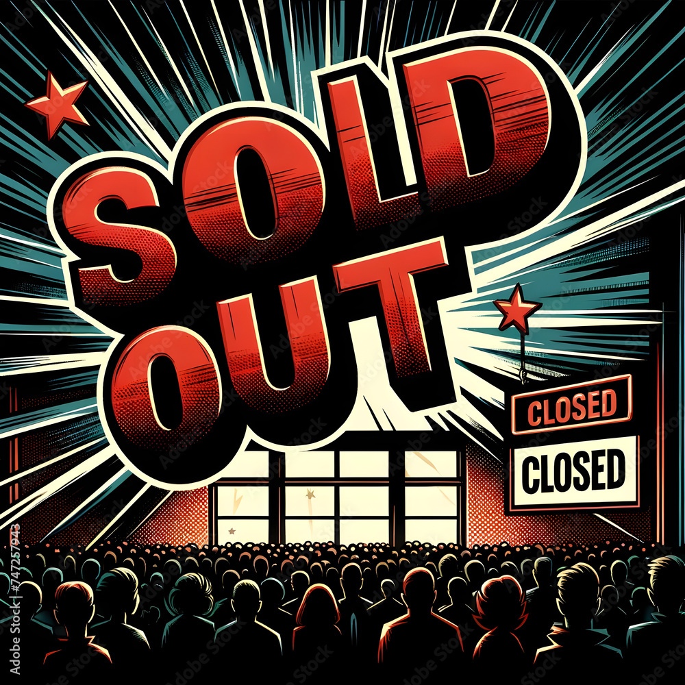 "SOLD OUT" in large, stylized letters, reminiscent of classic vintage ...